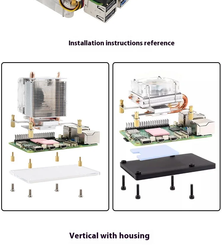 Raspberry Pi 5 Aluminum Alloy U-shaped Heat Pipe CPU Radiator Speed ...