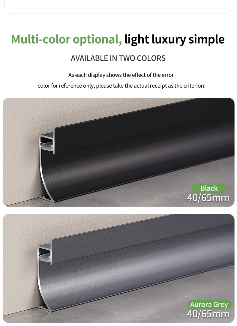 LED Aluminum Skirting Light Profile Wall Skirting Board Baseboard Floor ...