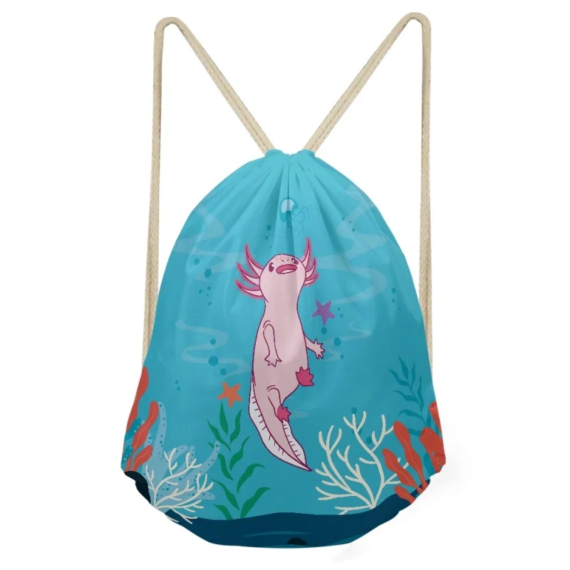 Lovely Axolotl Design Print String Bags Pack Drawstring Backpack Bulk ...