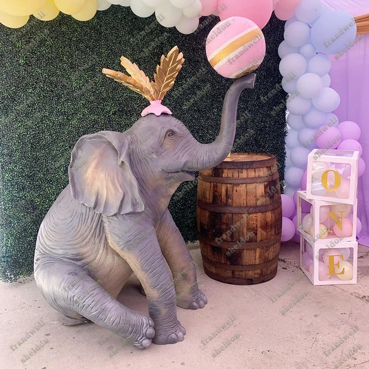 Life-Size Hand-Painted Fiberglass Elephant Sculpture - OEM Available