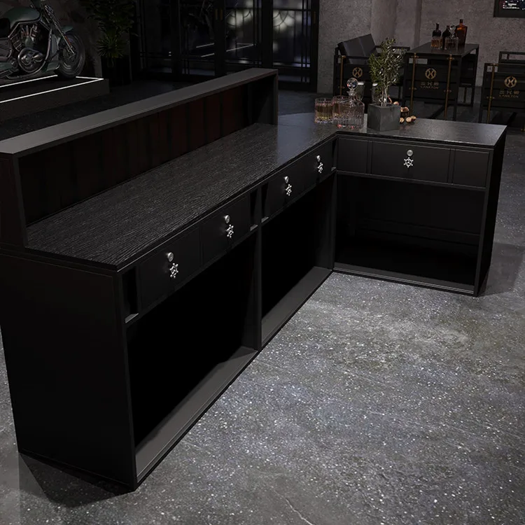 Customized Cash Register Corner Bar Counter Industrial Reception Desk ...