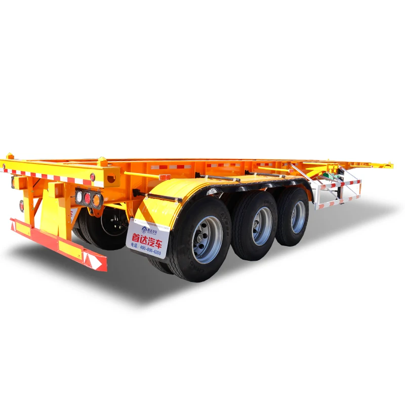 Container Trailer With Smb Axles Flatbed 2axles Low Container Trailer ...