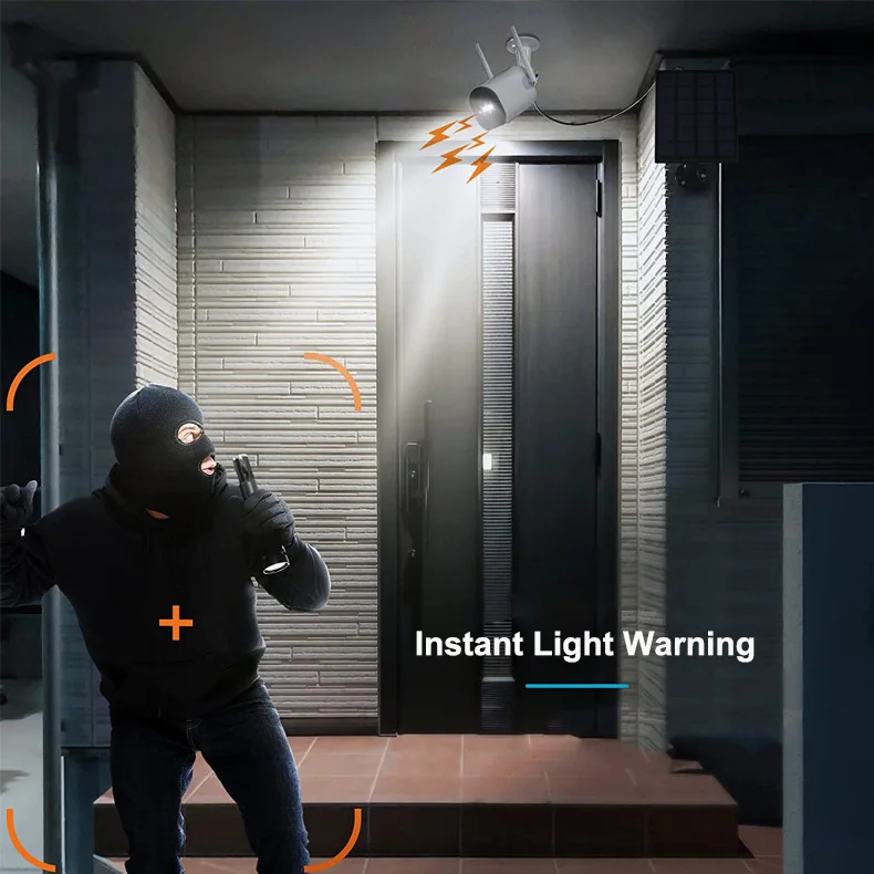 CloudEdge 3MP Outdoor Bullet Dual Light Wireless WIFI Security IP Camera Rechargeable Solar ...