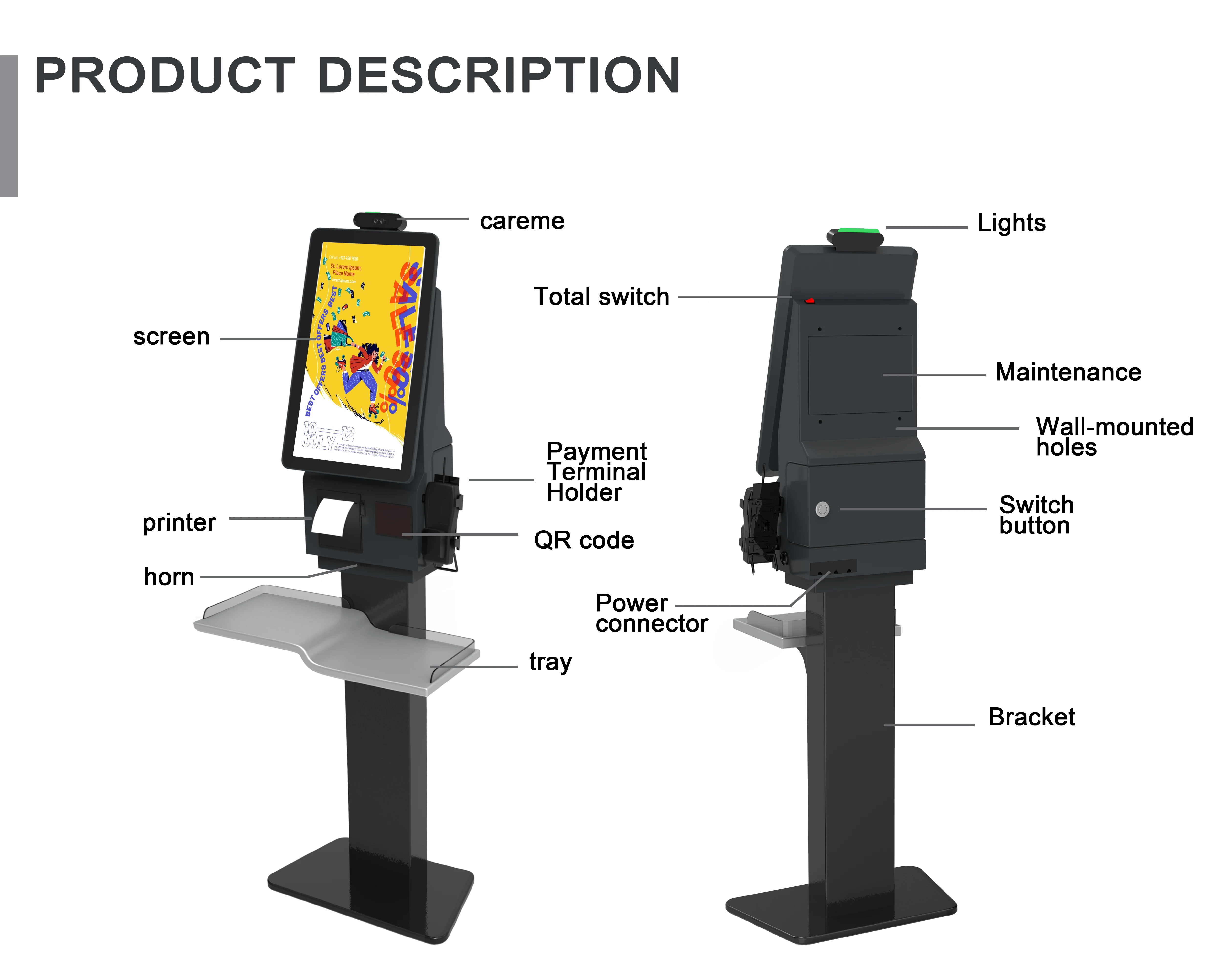Customized Payment Kiosks 21 Self Order Kiosk Payment with Nfc Printing ...
