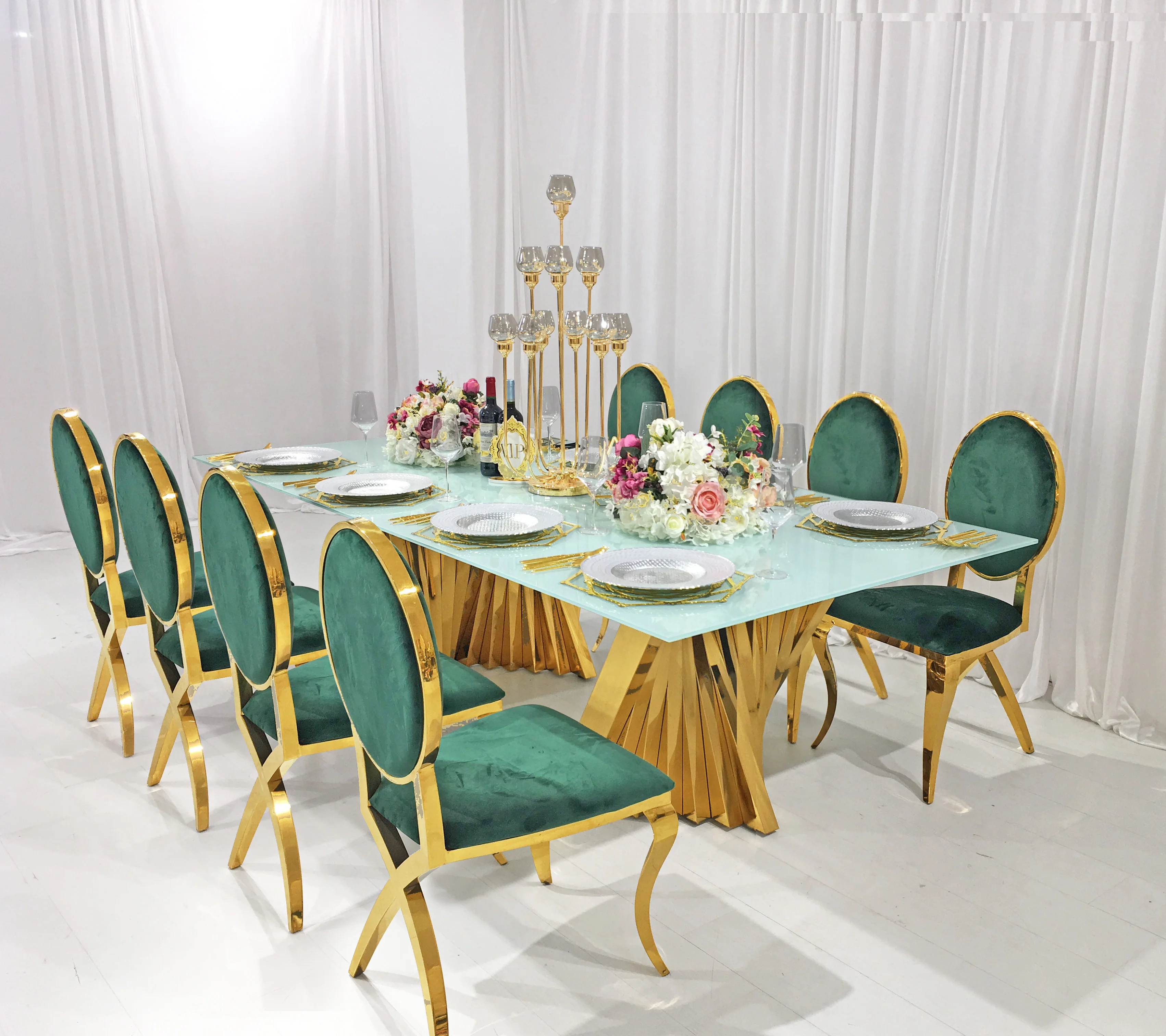 Luxury Gold Stainless Steel Bridal Party Table for Events