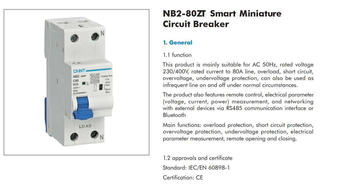 CHINT Smart Home Din Rail WIFI Circuit Breaker - Remote Control