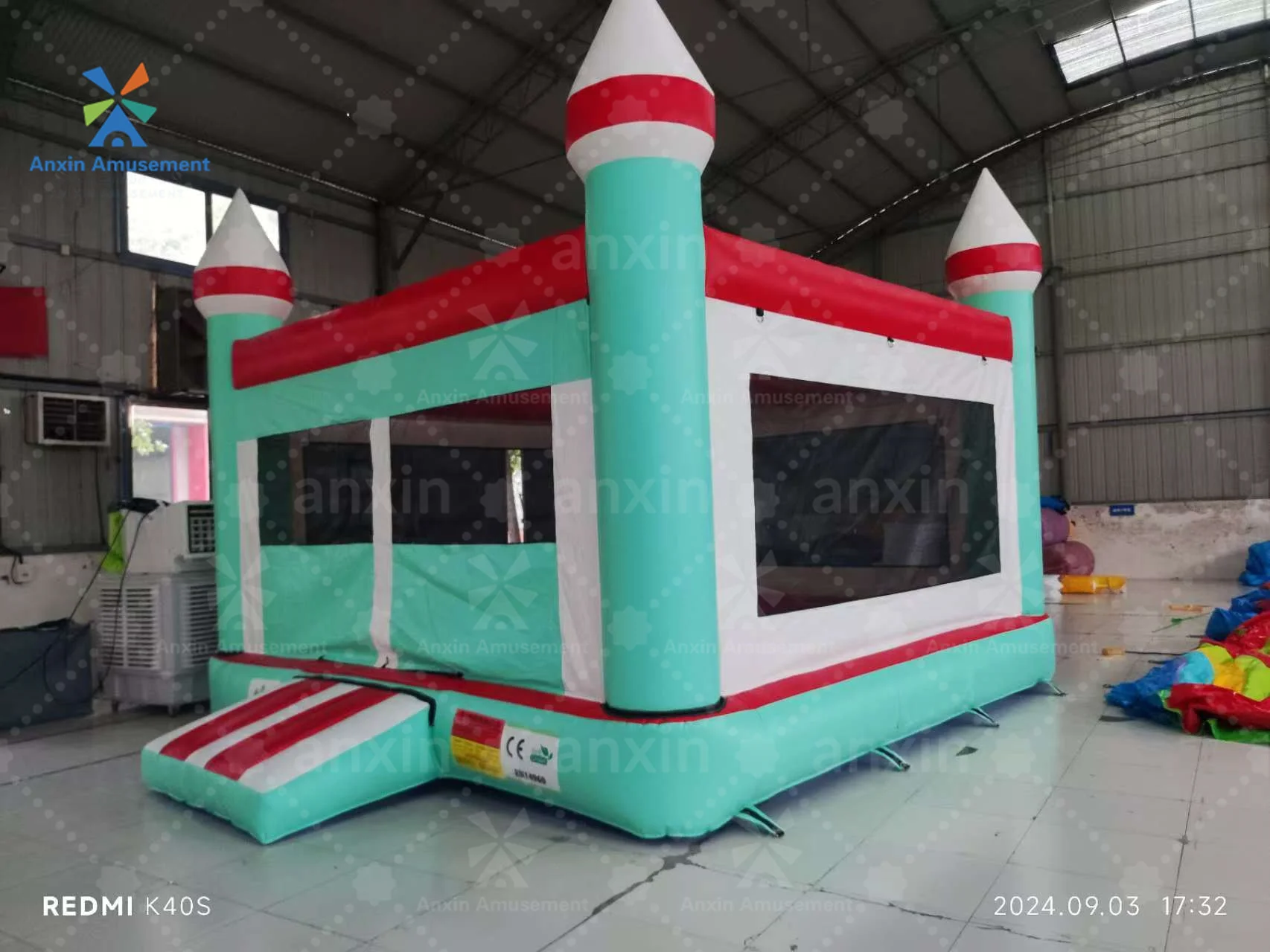 PVC Mini Beige Bounce House Little Bouncy Castle Inflatable Trampoline ...
