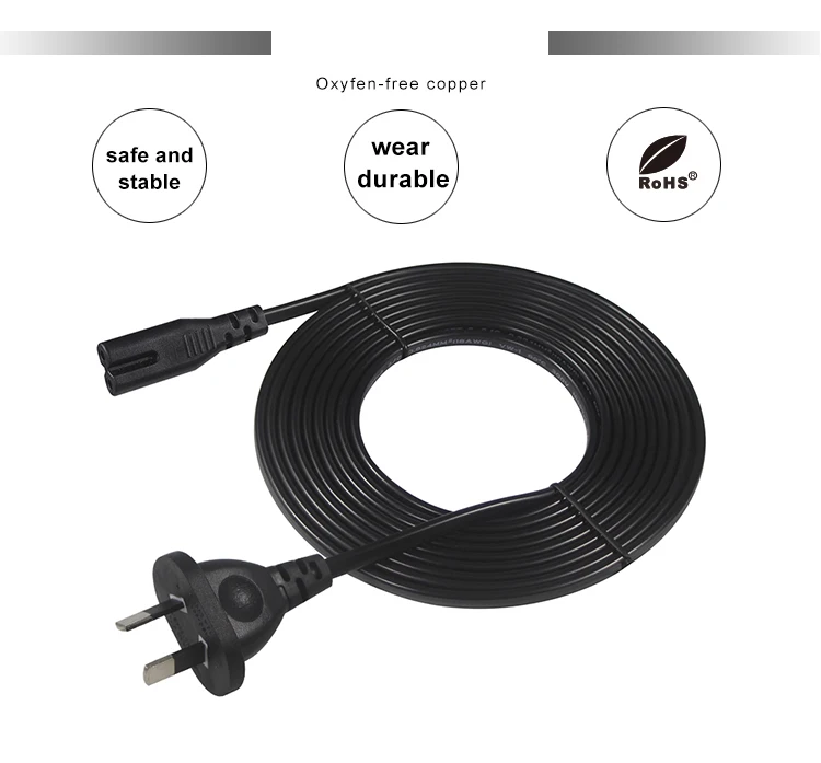 AU Australia IEC C7 Power Cable 1.2m Angled Down Figure 8 Power Lead ...