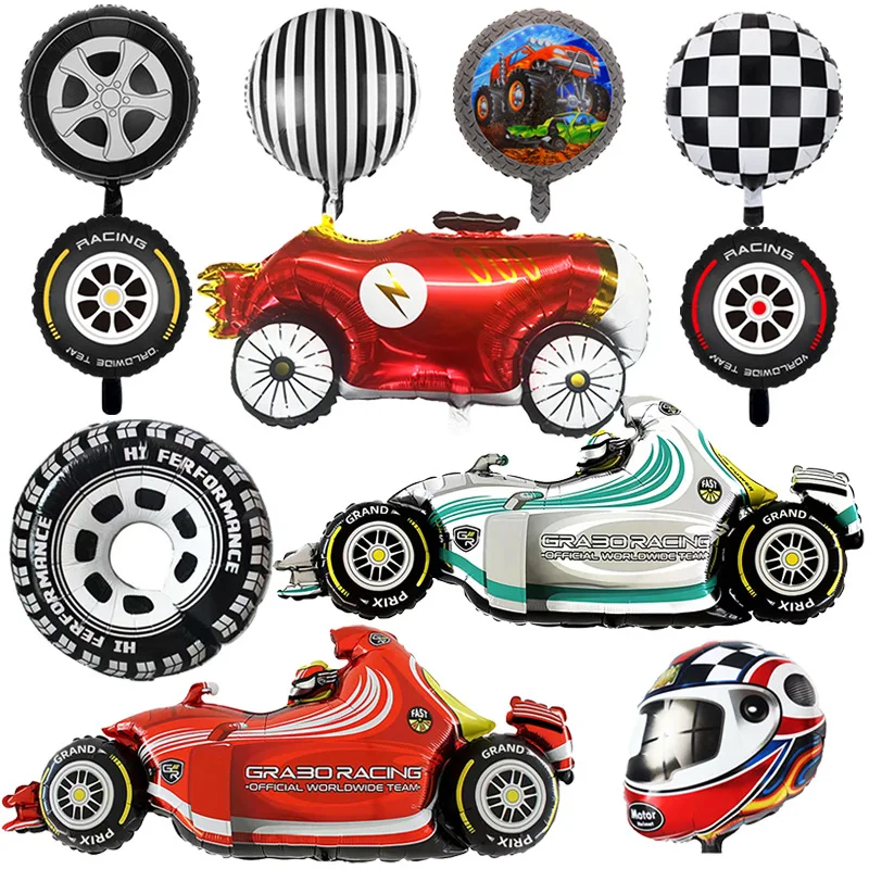 New Arrival Balloon Tires Race Car Balloon 18 Inch Stripe Racing Theme ...