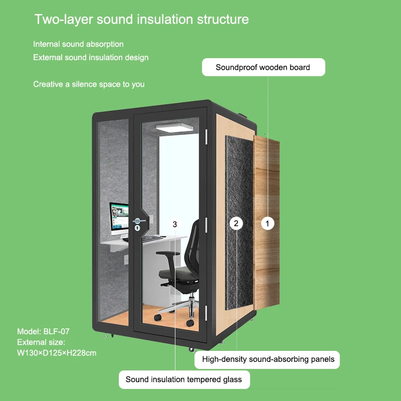 Soundproof Office Pod - Modern Acoustic Collaboration Space