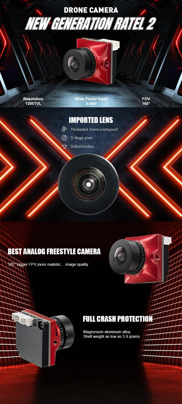 KlesMan Caddx FPV Micro Camera Ratel2 Starlight 1200TVL 1/1.8'' 2.1mm ...