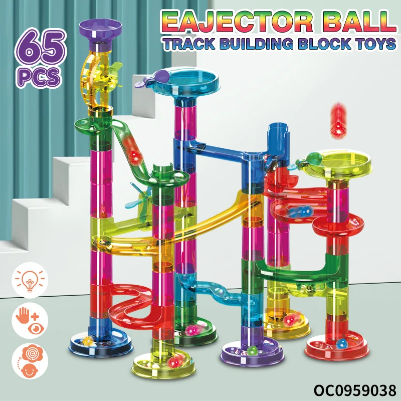 Flashing Slide Ball Track Transparent Big Building Block Marble Run Toy ...