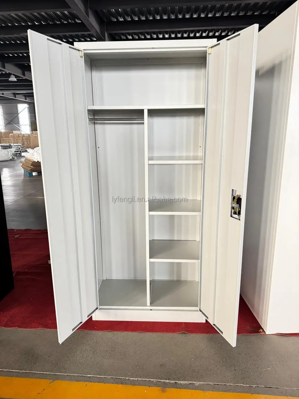 Modern Steel Closet Locker with Mirror 2-Door Space Saving Wardrobe for ...