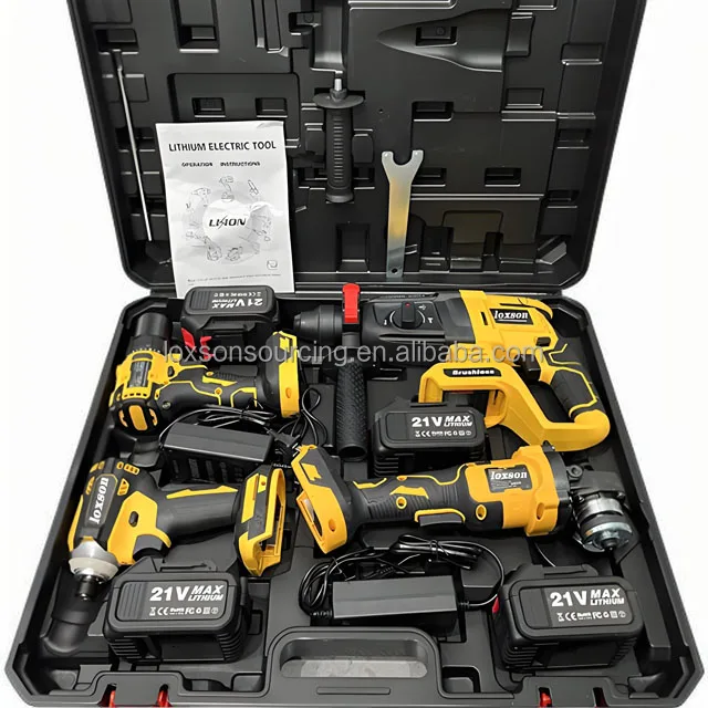 Multifunctional 4 In1 Cordless Tool Set Yellow Electrical Tool Kits ...