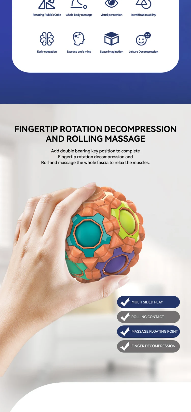 OEM ODM ABS Plastic Brain Teaser Fidget Spinner Massage Color Puzzle ...