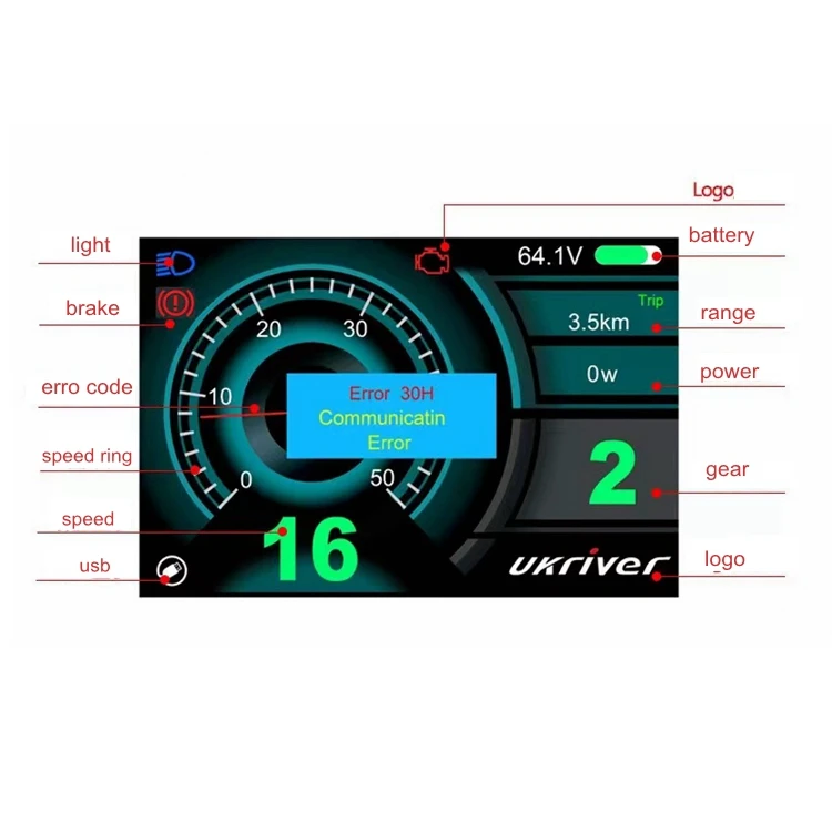 Bafang Electric Bike Ukc1+ Display | 24v-60v Center Lcd Instrument