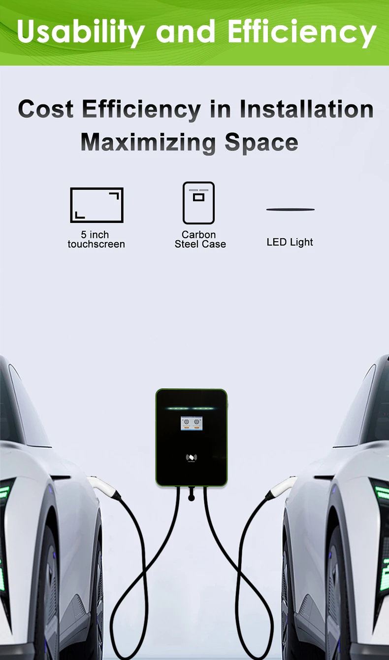 Dual Guns Wallbox EV Charger GBT OCPP RFID 5m Cable Length Type 2 Type ...