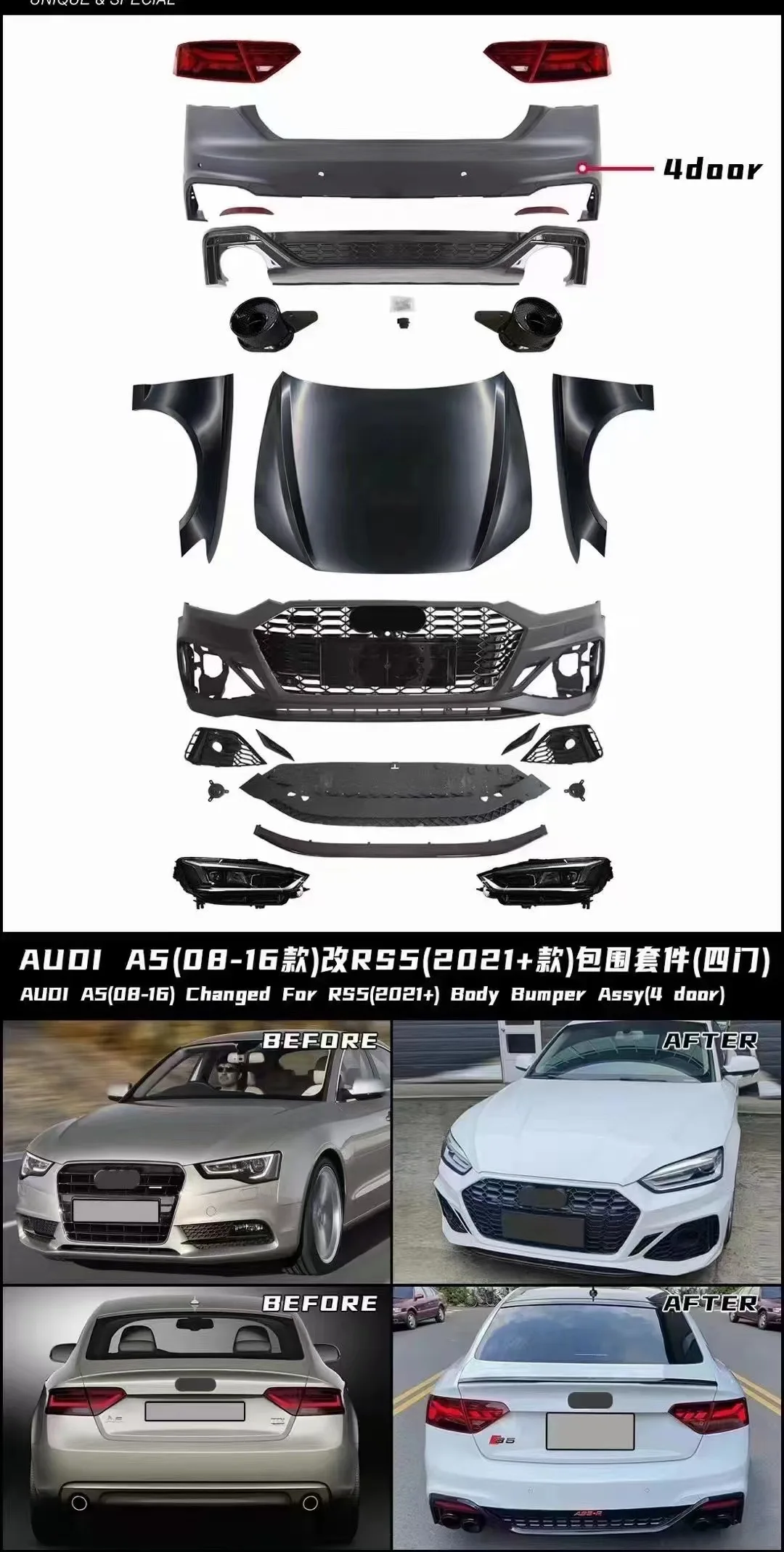 Audi A5 Body Kits - Upgrade to RS5 Front Bumper Style
