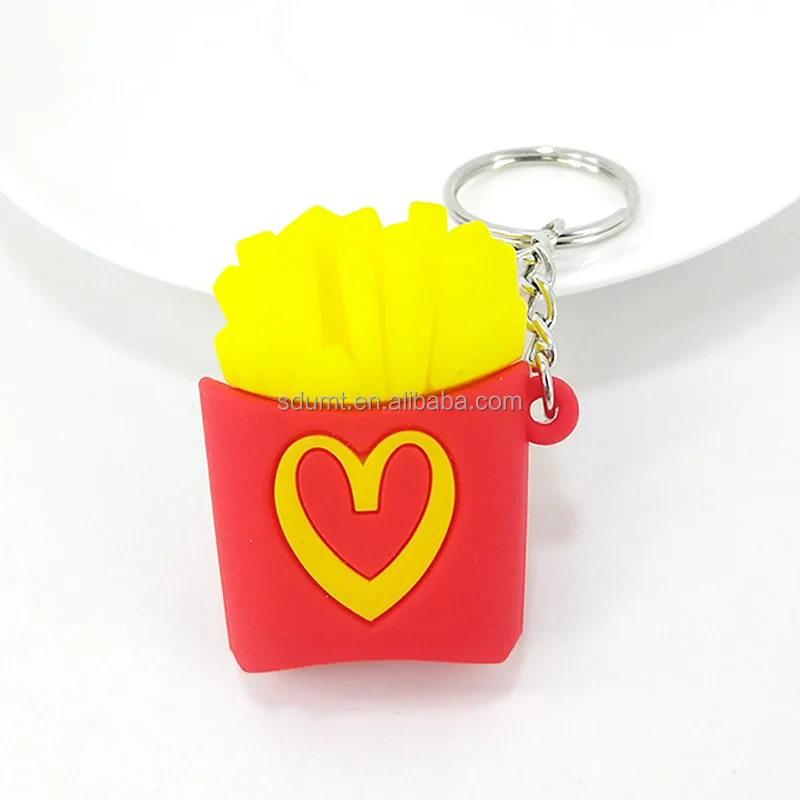 New Pvc Keychain Burger Popcorn French Fries Creative Food Key Chain ...