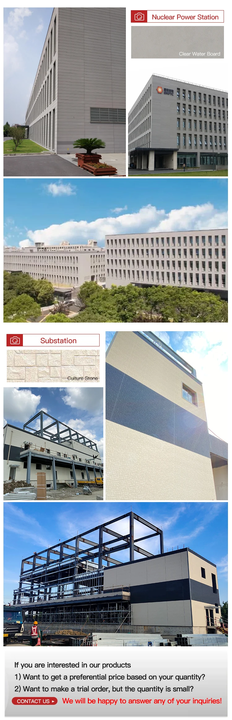 A1 Fireproof KTC Fibre Cement Cladding Exterior Wall Panel Industrial ...