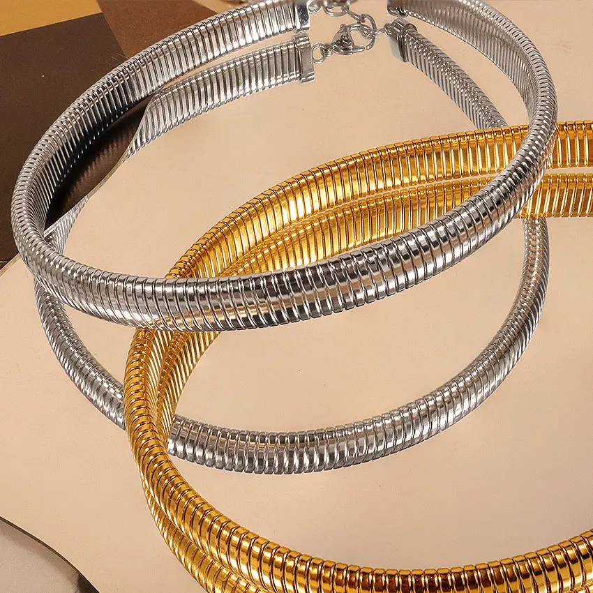 Stylish & Durable: 18K Gold Plated Stretch Chain Necklace