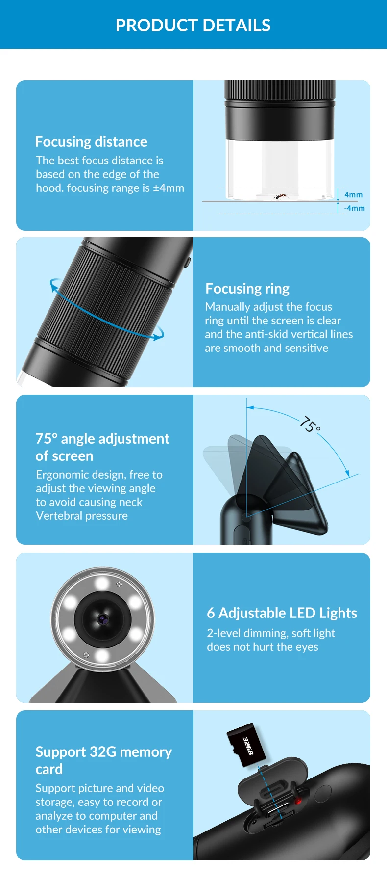 APEXEL Digital Handheld Microscope - 400X-800X Magnification