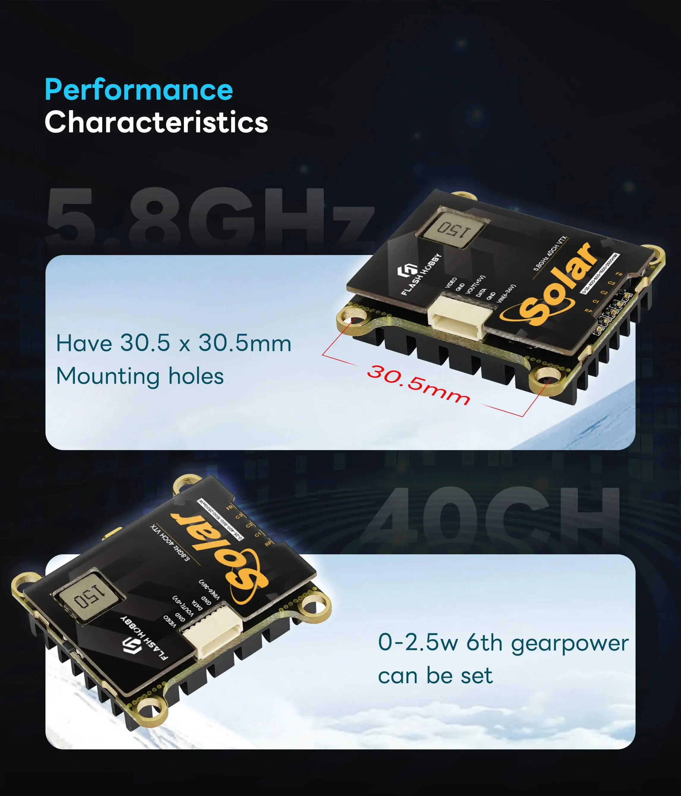 Flashhobby Solar 5.8ghz 2.5w High Power 40ch Vtx Video Image ...