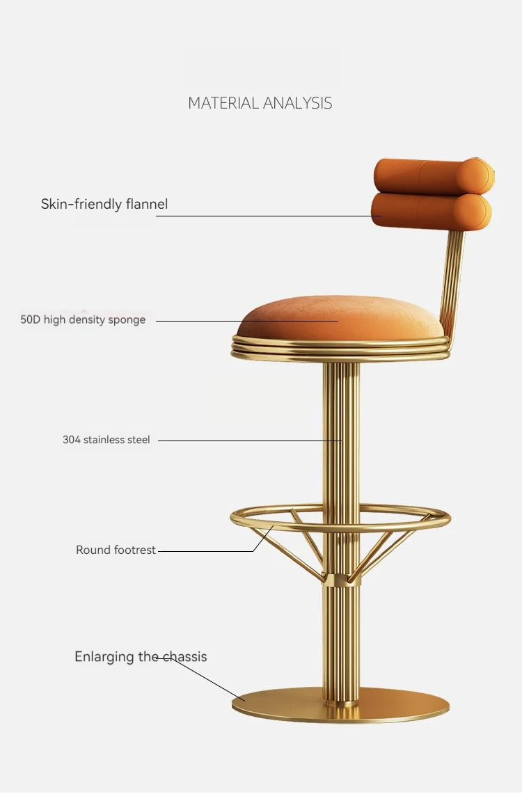 Italian Luxury Modern Simple Stainless Steel Bar Stool High Stool with ...