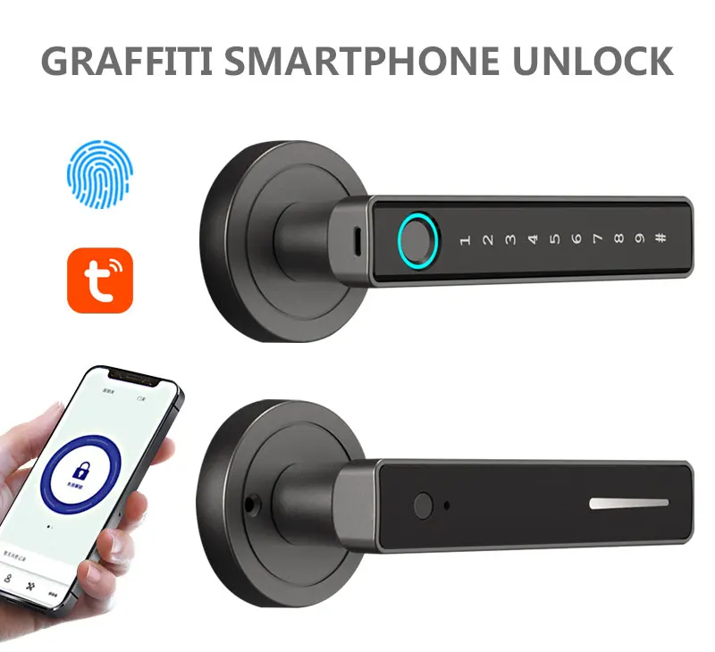 Smart Door Handle Lock Bluetooth Password Keyless Glass Door Electronic ...