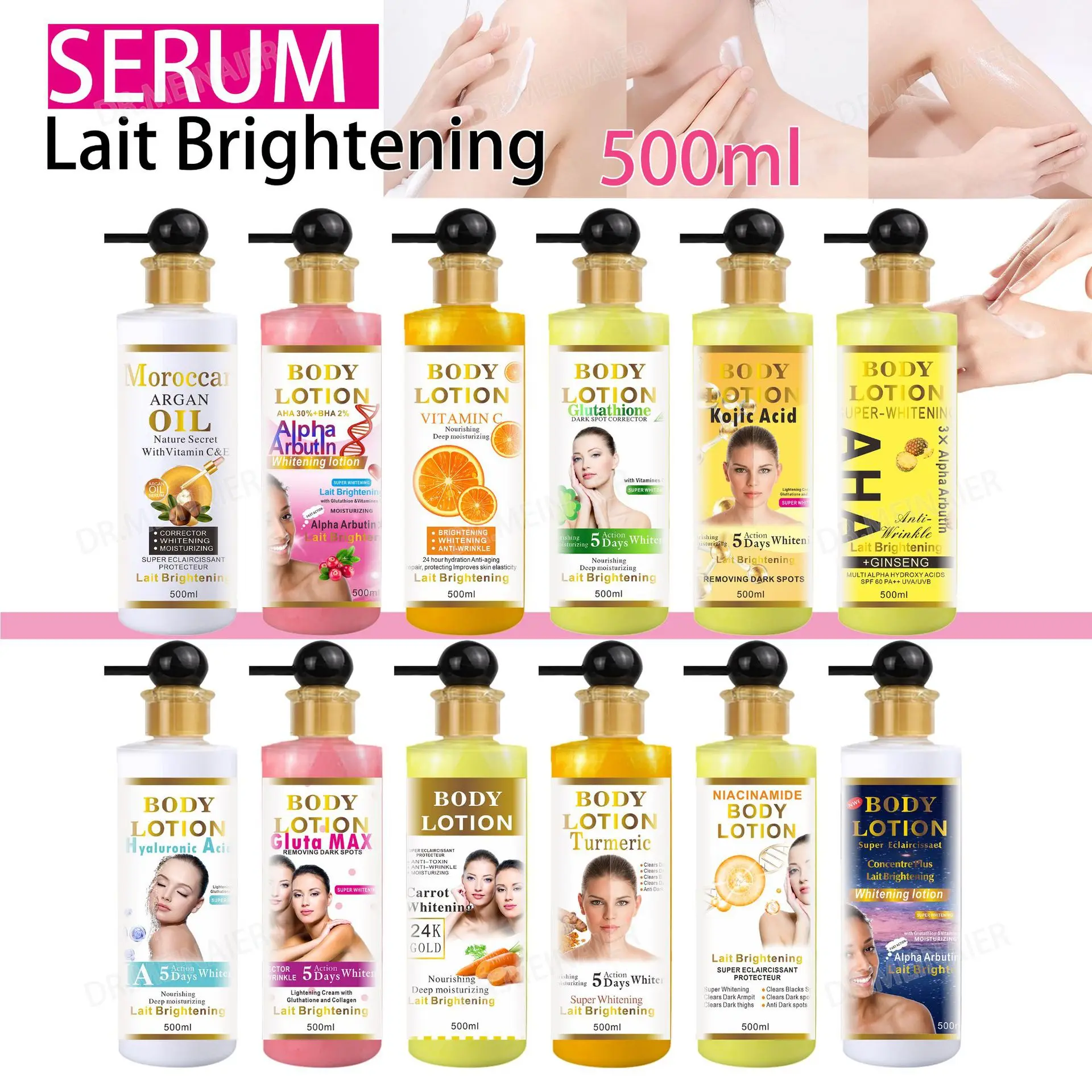 New Body Lotion Moroccan Argan Oil Whitening Skin Arbutin Turmeric Body ...