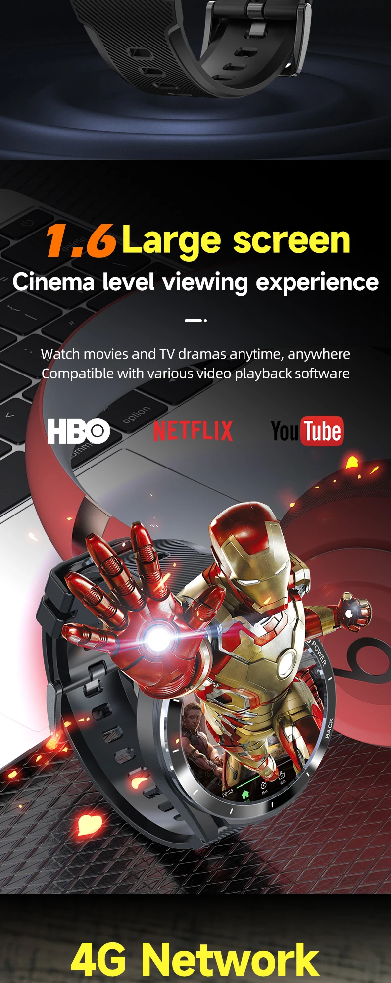 Z401800mah 8 Millones De Píxeles Cámara Dual 1,6 Pulgadas 400*400 Hd Pantalla Redonda Sim 4g ...