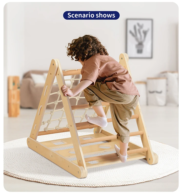 Wooden Small Indoor Double-sided Climbing Triangle Climbing Ladder Mini ...