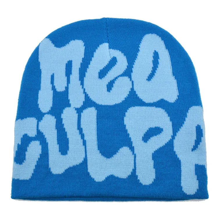 Custom Logo Jacquard Slouch Beanies - Winter Hats