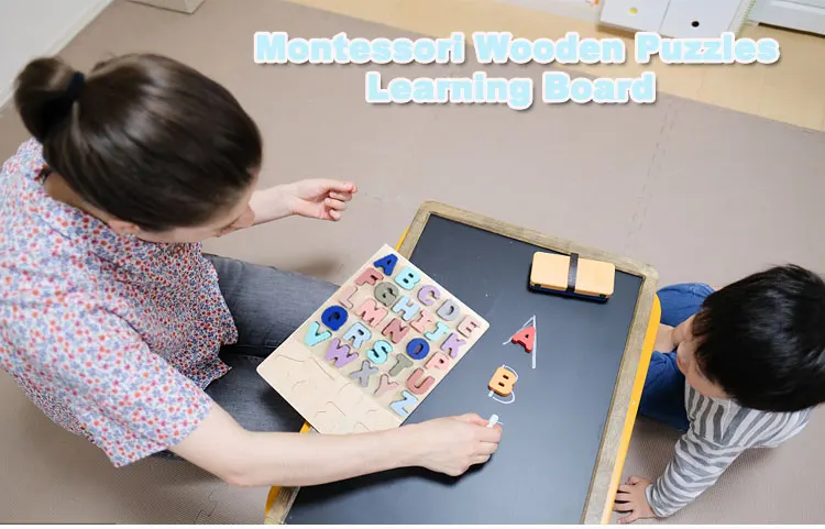 Didactic Learning Wooden Puzzle Toys Learning Letters Numbers Puzzle ...