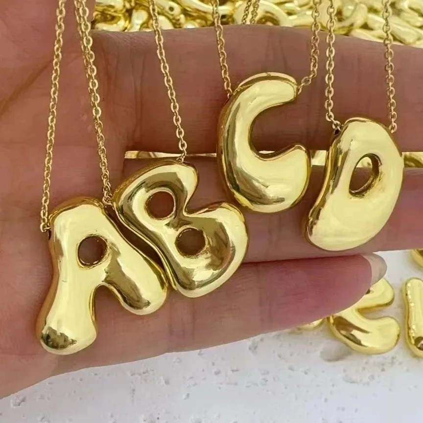 2024 Diy 18k Gold Plated Initial 26 Letter Alphabet Pendant Necklace ...