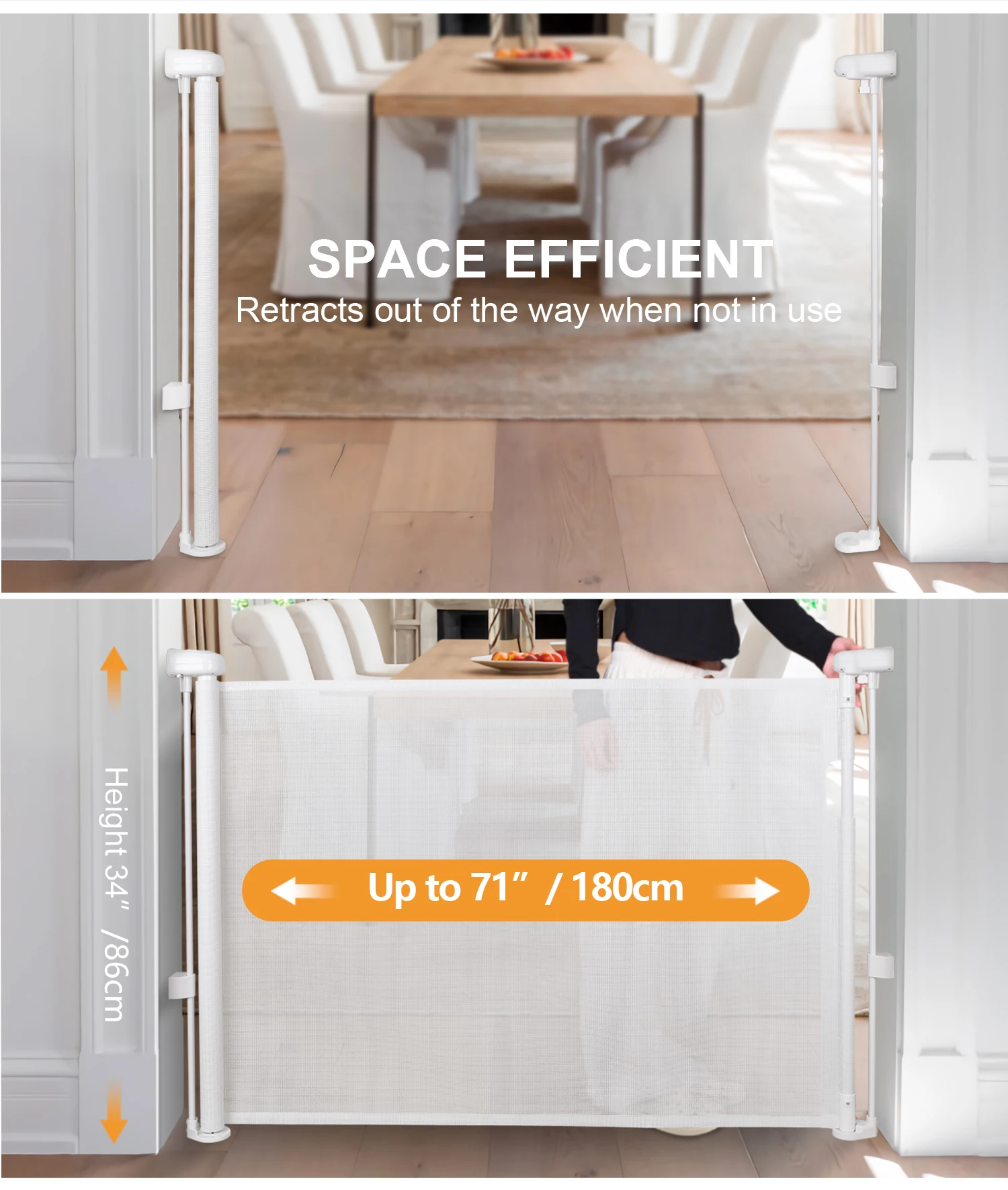 Portable Folding Safety Barrier Stair Retractable Baby Extra Tall Pet ...