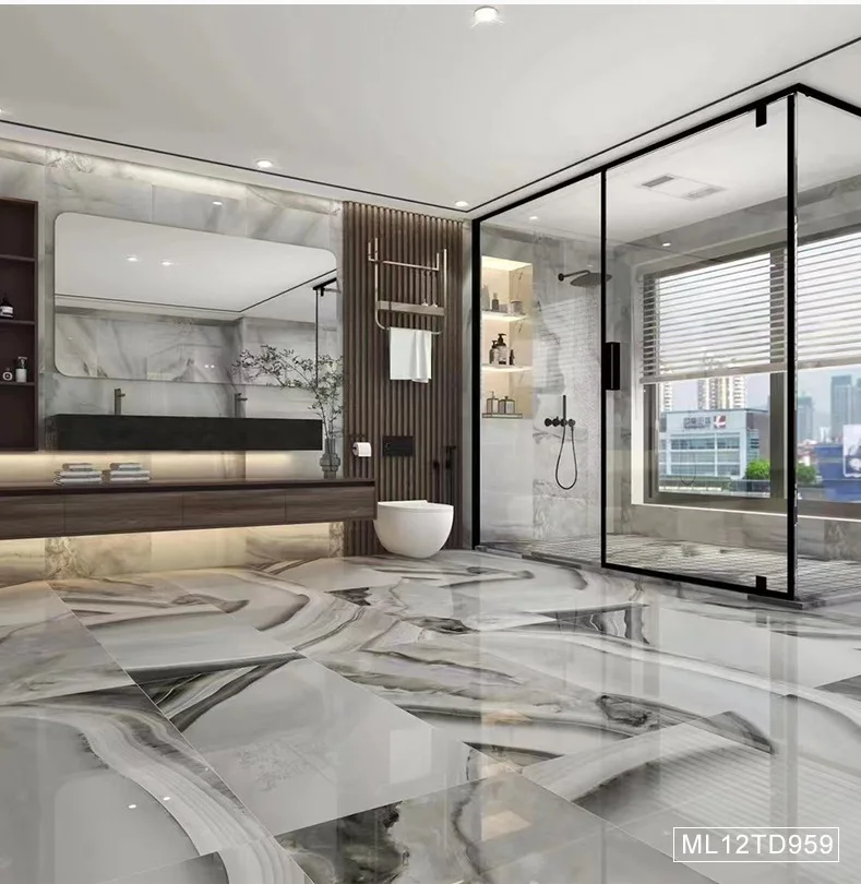 Living Room High Glossy Blue Porcelanato Polished Floor Tiles 600x1200 ...