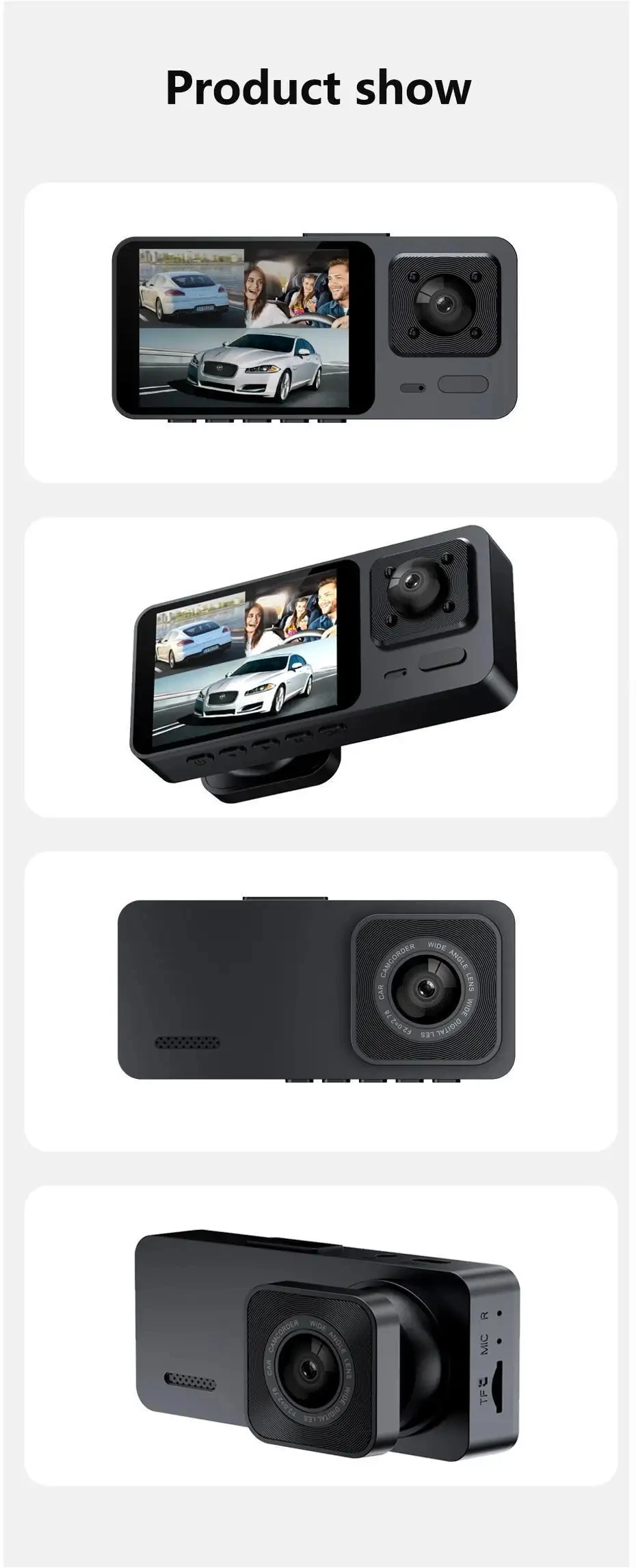 3 Channel Dash Cam 1080P - Front & Rear Triple Recorder