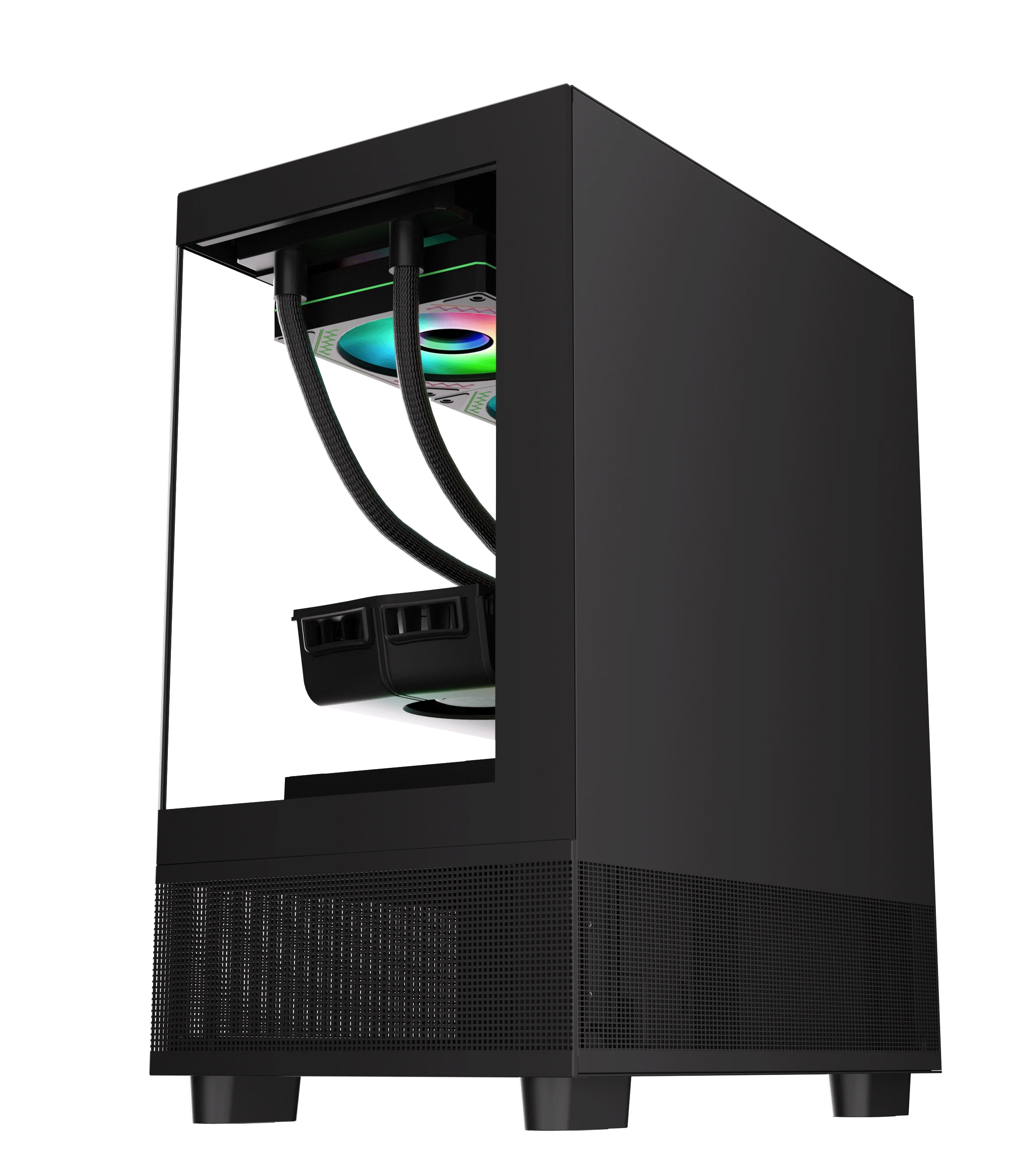Full Black Color Full View Glass PC Chassis Mid Tower Micro ATX Gaming ...