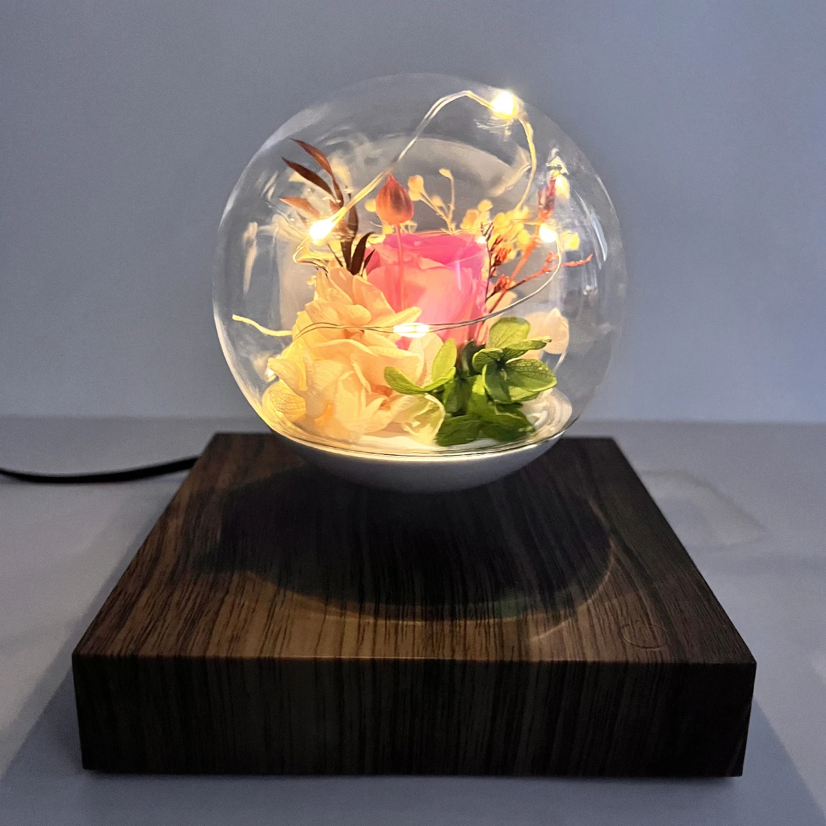 Hcnt Magnetic Levitating Lamp Led Bulb Preserved Flower Real Rose ...