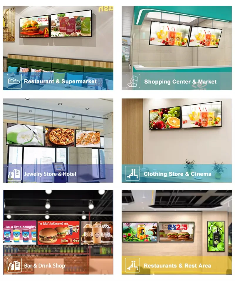 Digital Poster 27 Inch Wall Mounted Ultra Thin Narrow Bezel Lcd Menu ...