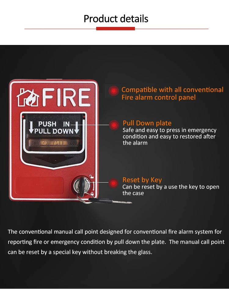 Wireless Addressable Manual Call Point Fire Alarm System Accessory Home ...