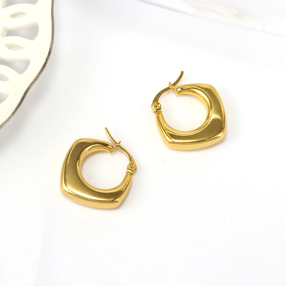OUMI Trendy 18k Gold Plated Stainless Steel Geometric Shape Earrings ...