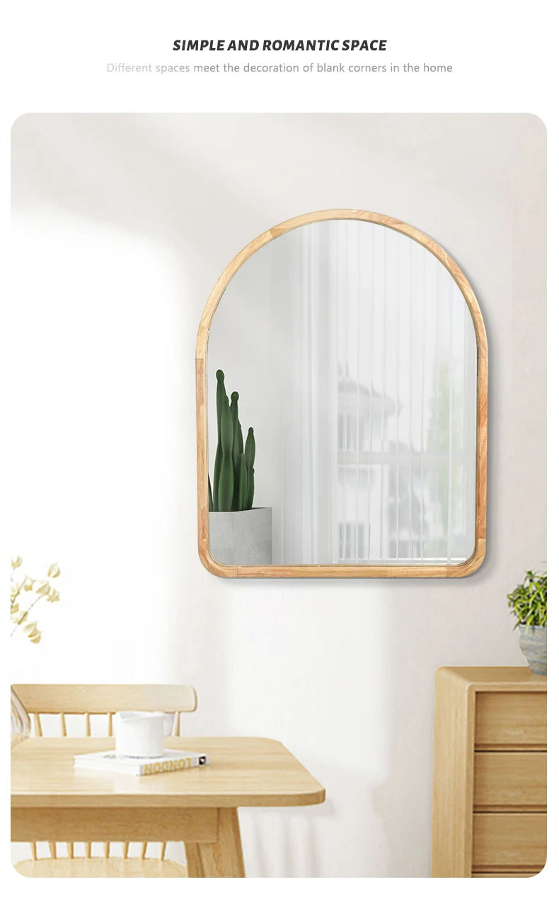 41x163 Factory Price Rural Style Square Wooden Wall Mirrors Large Solid Rubber Natural Wood ...