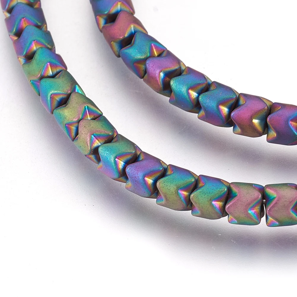 Pandahall 5mm Frosted Column Multi-color Plated Non-magnetic Synthetic ...