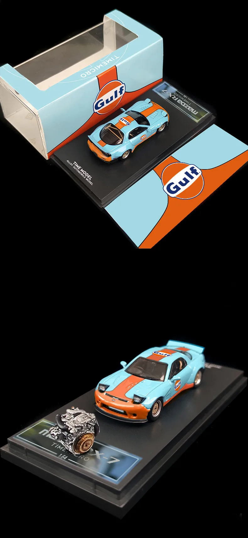 Timemicro 1:64 Ma Zda RX7 Gulf Oil Color Coating Simulation Die Cast ...