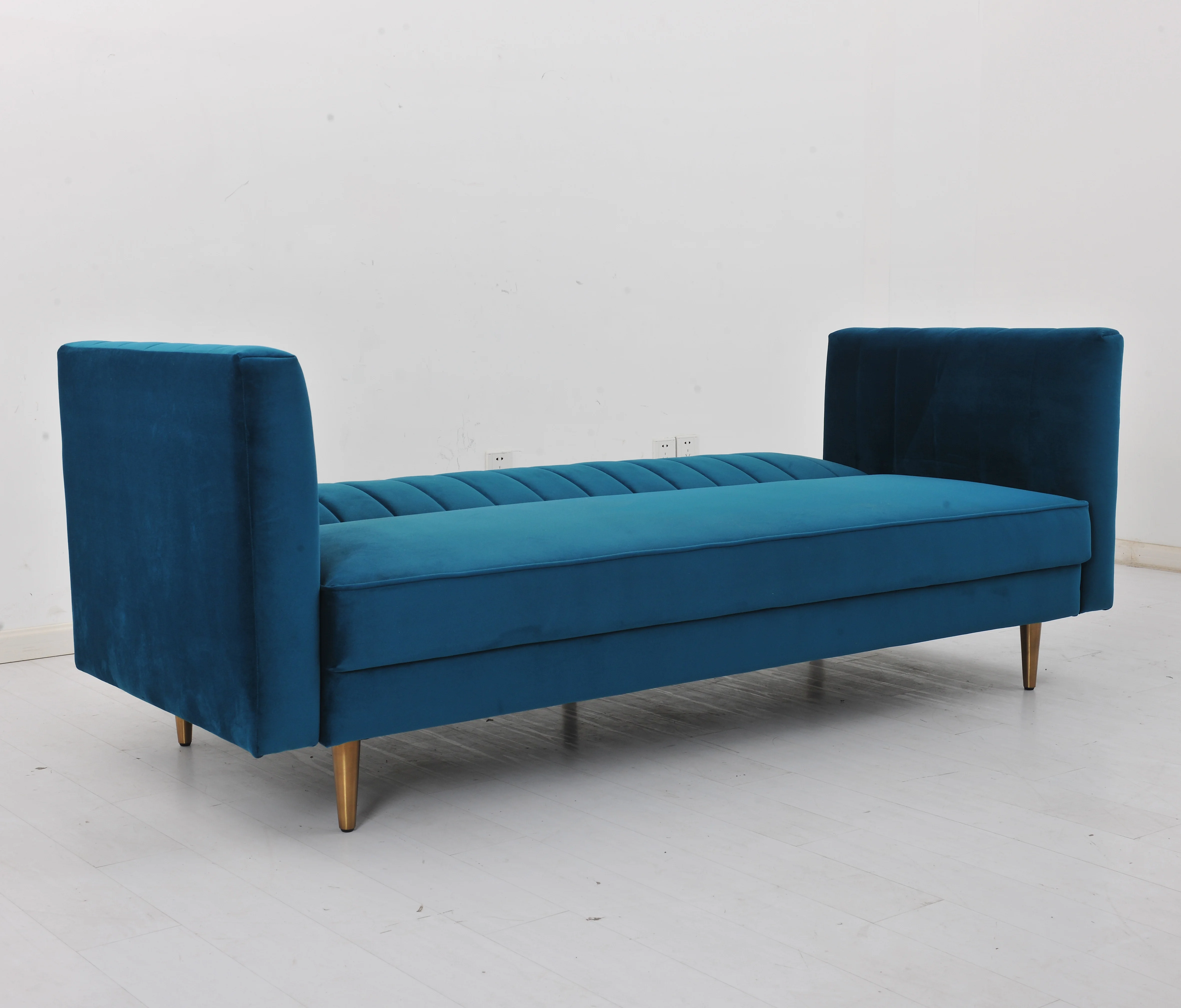 Nisco Living Room Teal Blue Velvet Arm Futon Foldable Sofa Bed - Buy ...