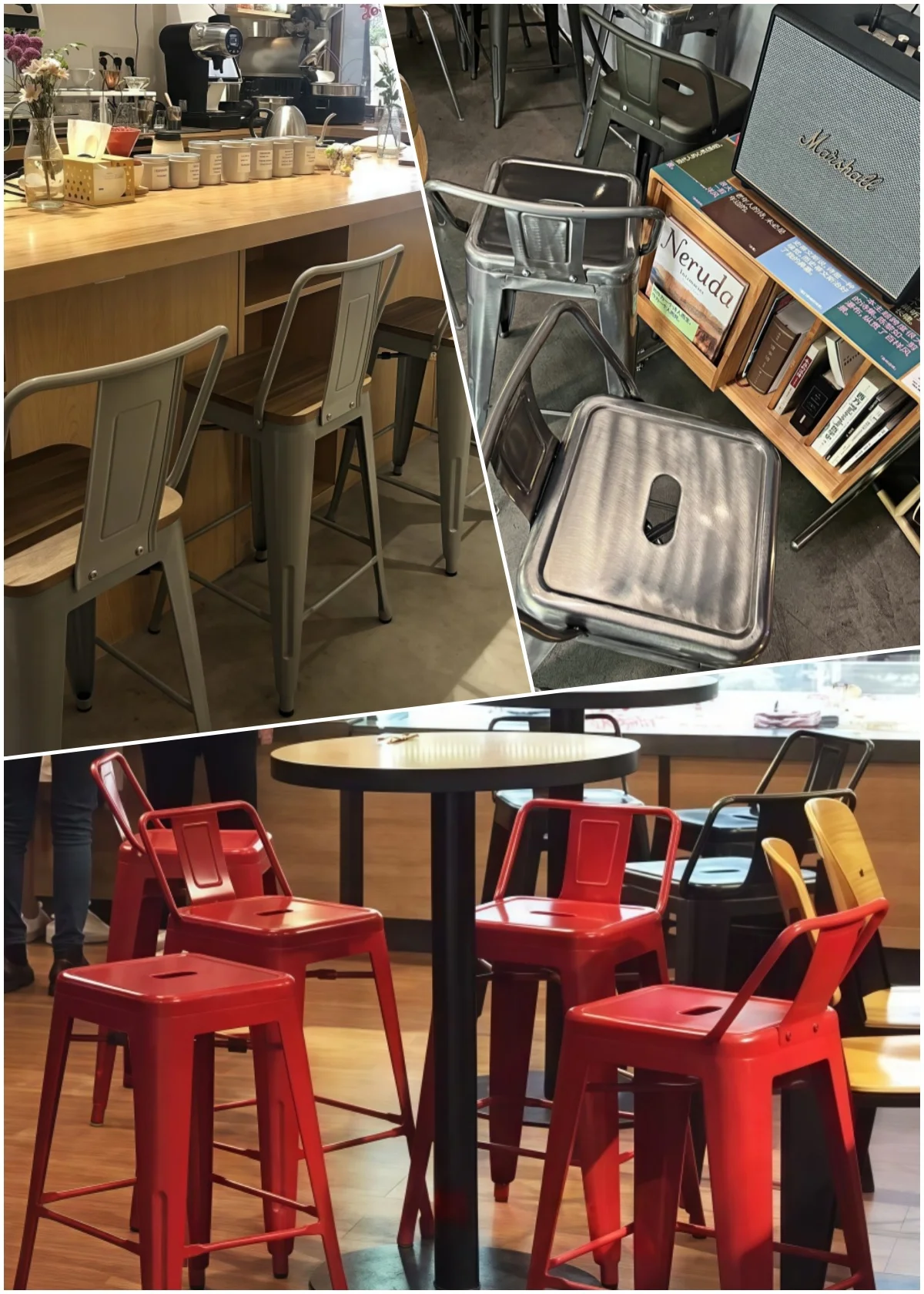 Modern Stackable Metal Frame Chair for Dining Room High Legs Armless ...