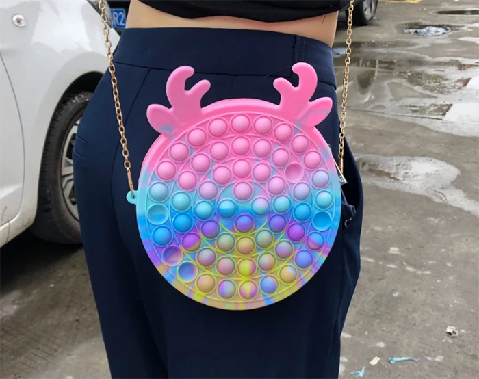 Wholesale Popper Bag Cute Kids Silicon Shoulder Bag Pop Fidget Bags For ...