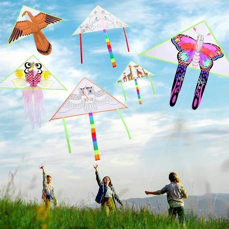 Kids Coloring Kit White Diy Blank Painting Kite For Kids - Buy Kites ...